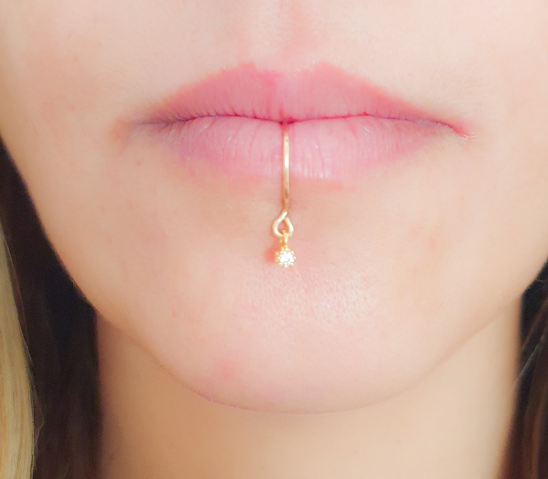 Faux Lip Ring, Fake Lip Ring, No Piercing Lip Cuff, Diamond Lip Ring ...