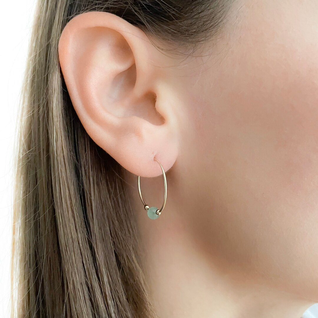 Jade Hoop Earrings-light Color Jade Hoops Earring-jade Jewelry-small ...