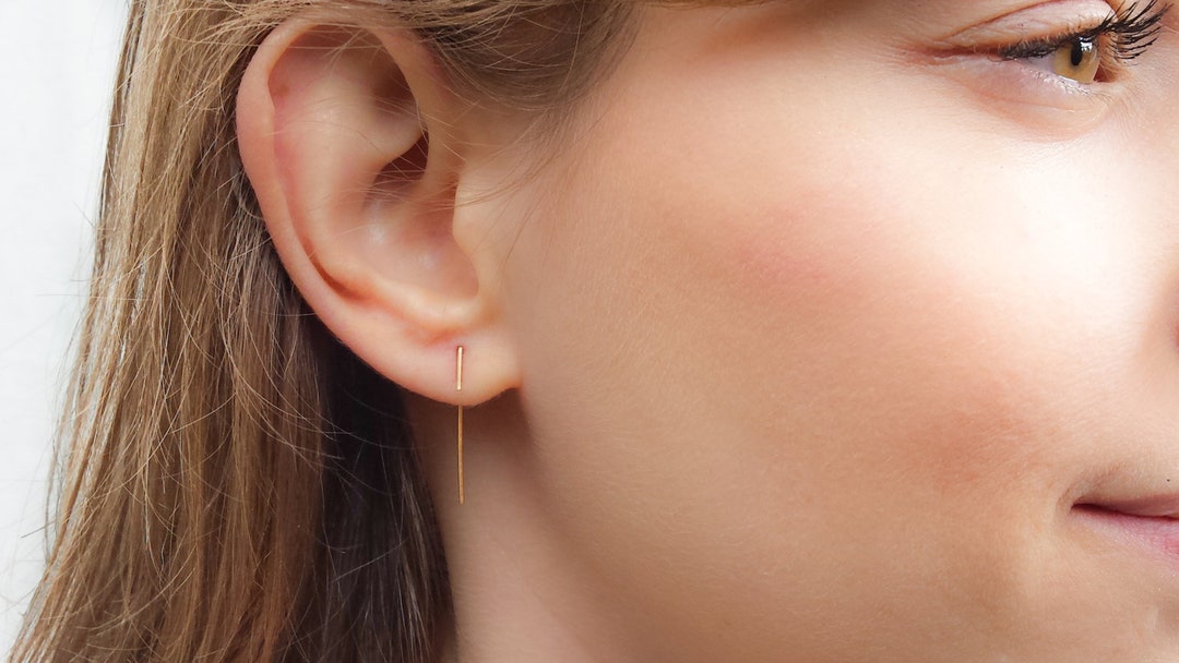 Bar Earrings, Line Earrings, Bar Ear Sweep, Ear Wrap, Ear Jacket, Gold ...
