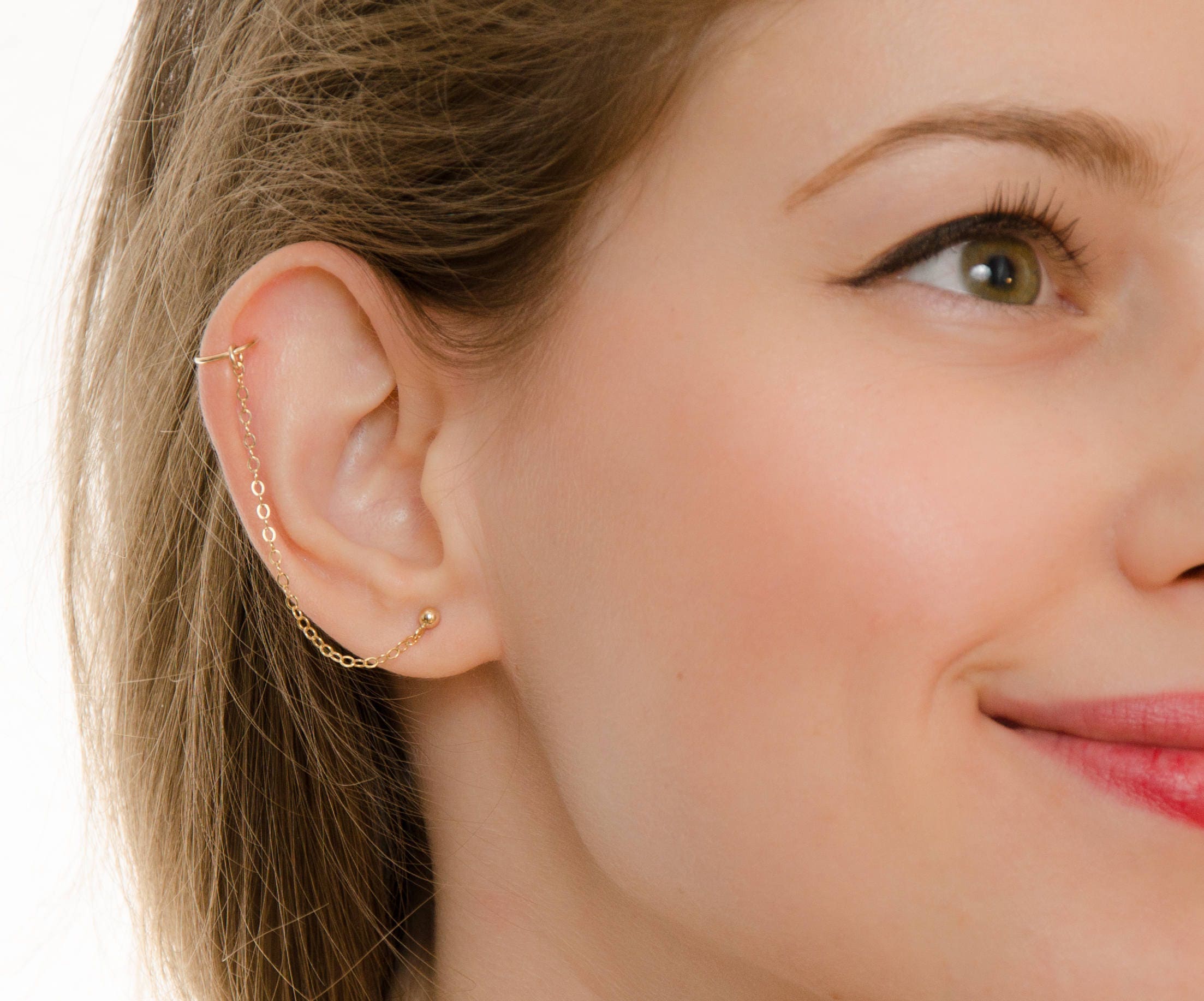 Cartilage Chain Earring Helix - Helix Earring Piercing - Helix Hoop - Etsy