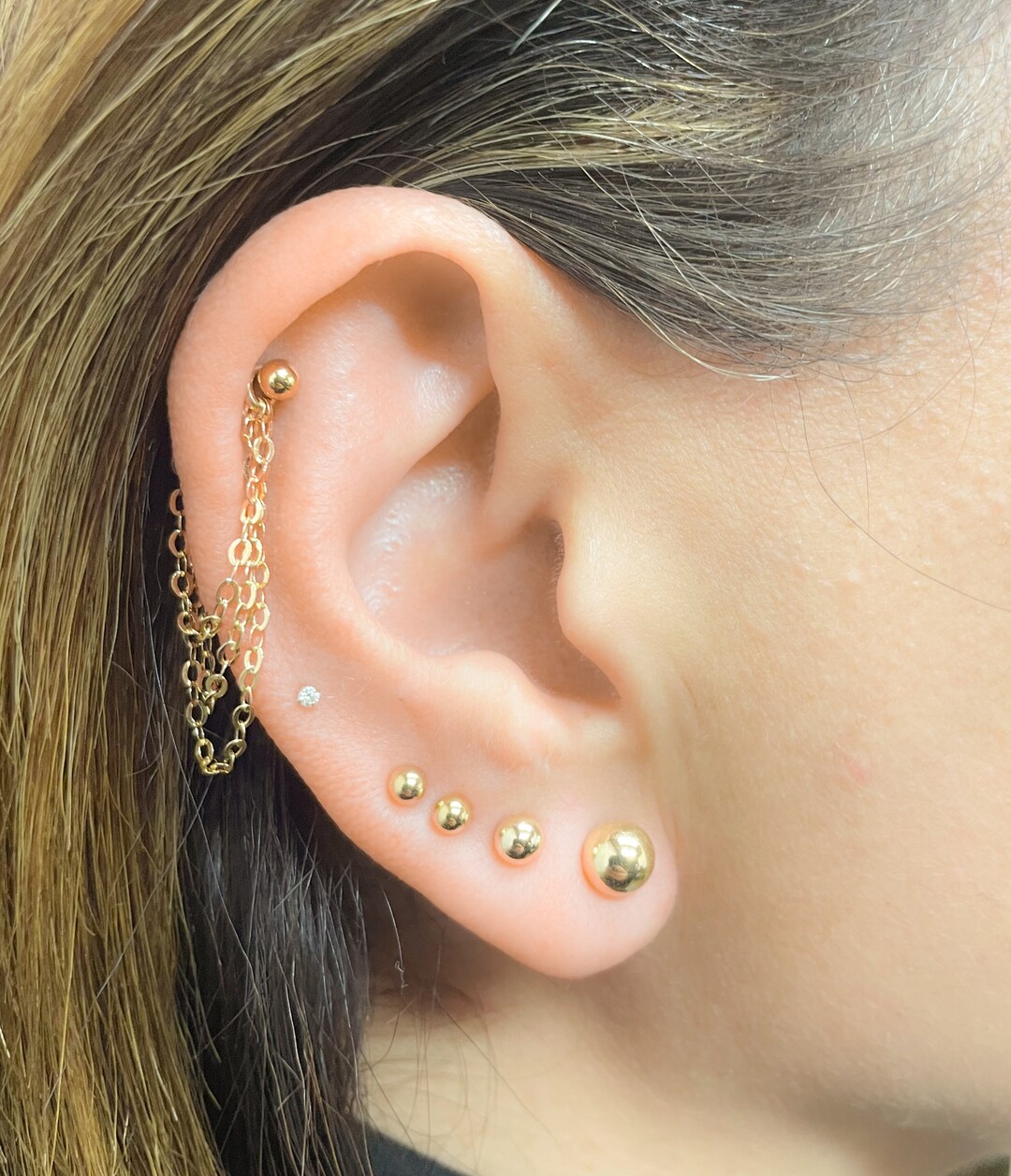 Cartilage Barbell Earring Chain-helix Earring Chain-helix Barbell ...