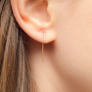 Bar Earrings, Line Earrings, Bar Ear Sweep, Ear Wrap, Ear Jacket, Gold ...