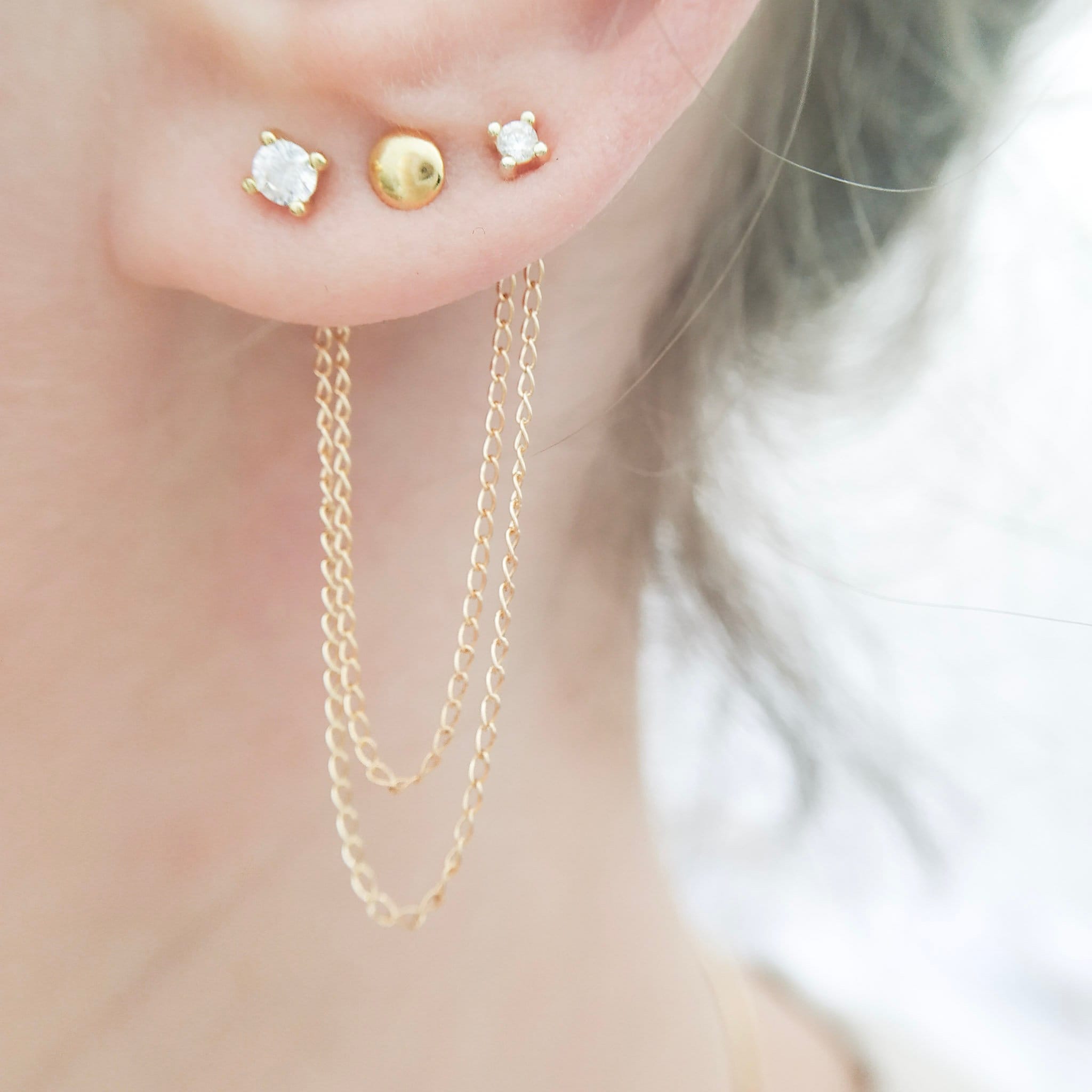 Gold Chain for Earrings Gold Chain for Piercings Earring | Etsy