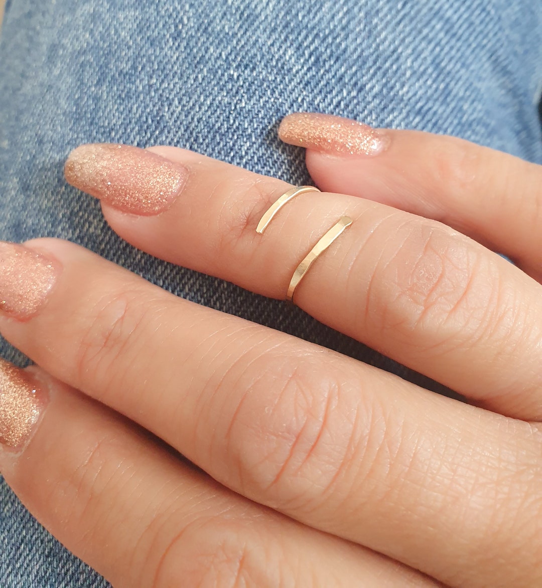 Open Bypass Ring, Gold Midi Ring, Gold Wrap Ring, Gold Spiral Ring ...