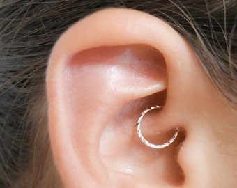 Rook Earring Piercing 16g Diamond Cut 16g Rook Hoop Silver | Etsy