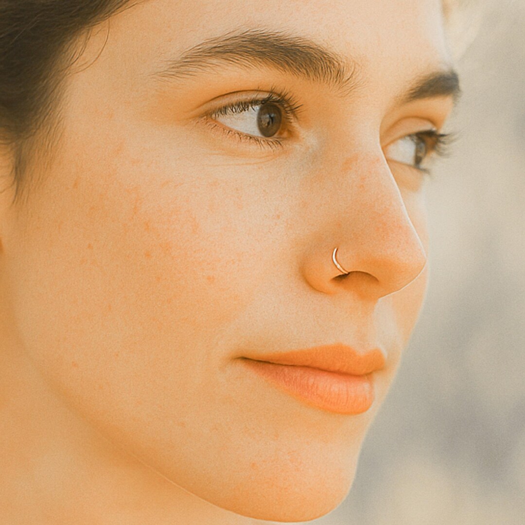 FAKE NOSE RING, Faux Nose Ring, Thin Delicate Nose Piercing, Gold Nose ...