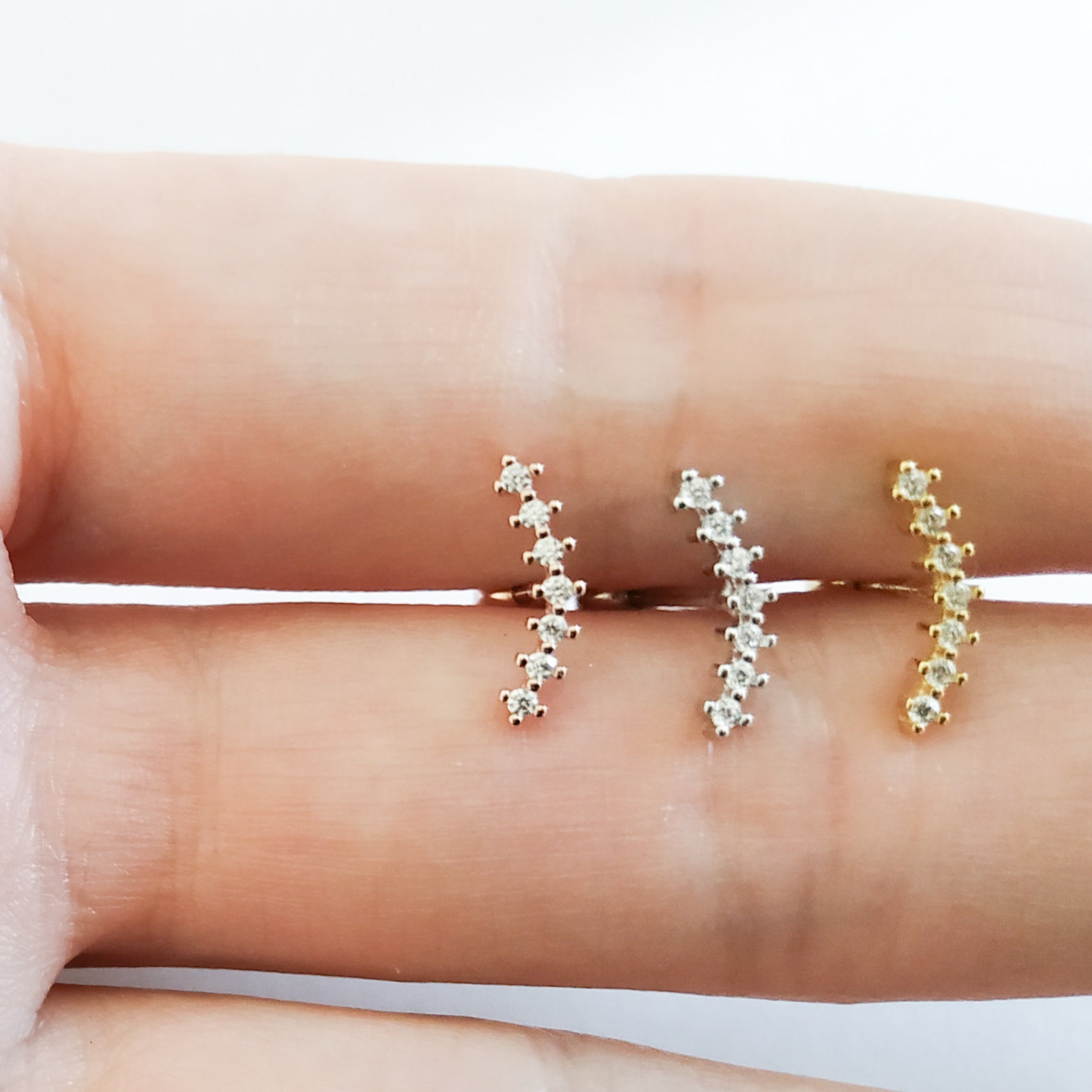 Helix Earring , Cartilage Earring, CZ Curved Helix, Pave Helix Earring ...