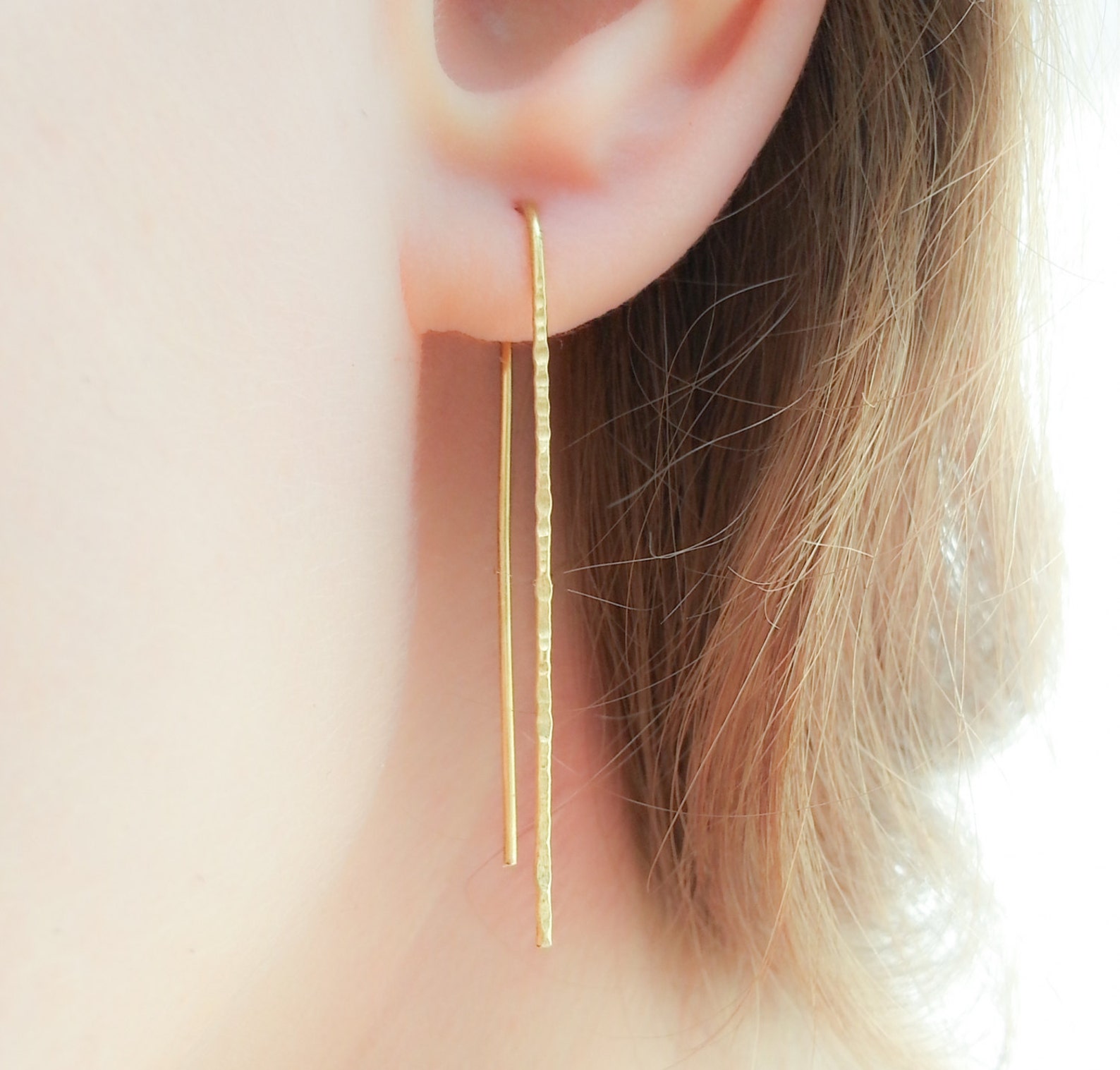 Thread Earrings-threader Earrings-gold Threader Earrings-long - Etsy