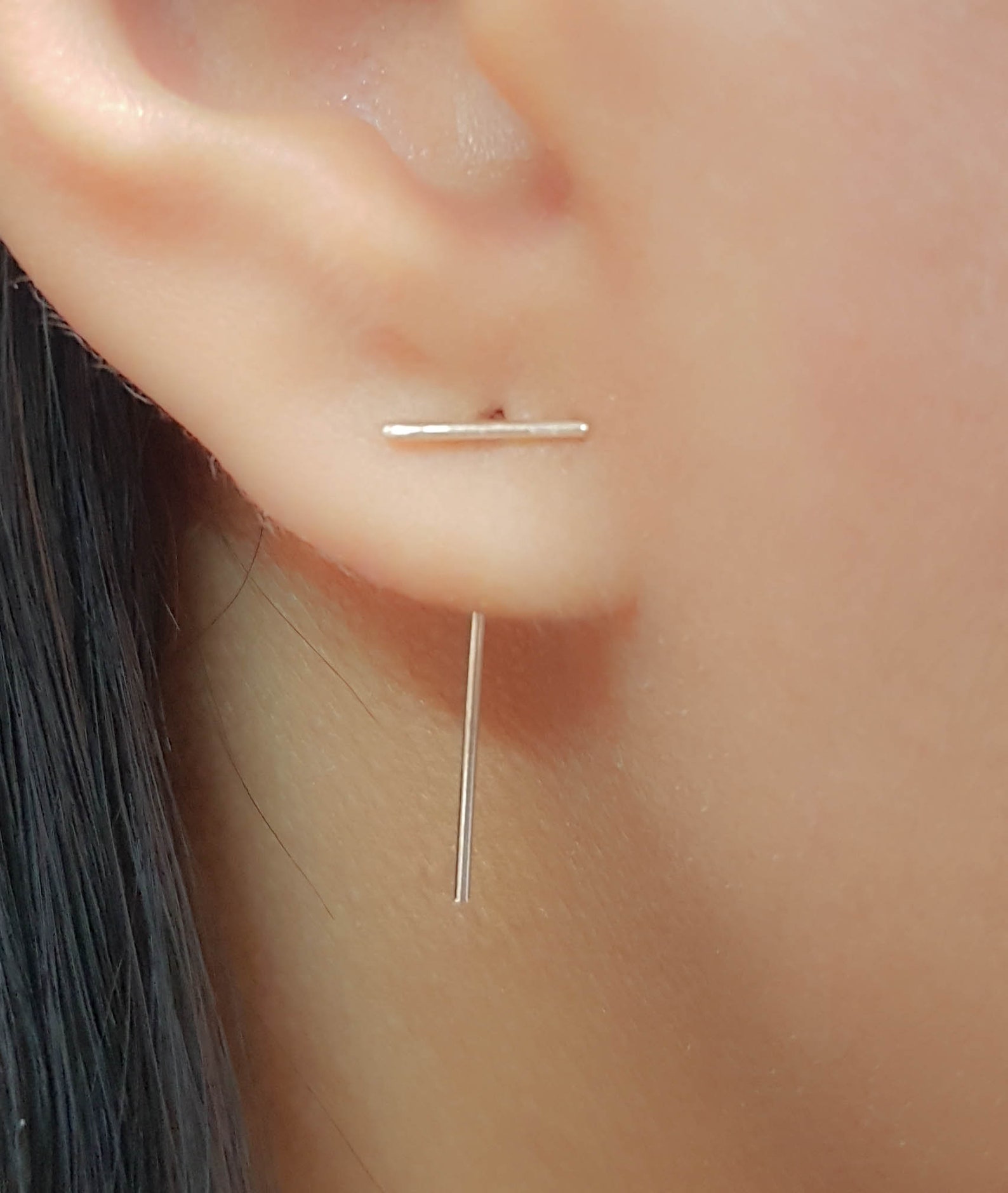 Bar Threader Earrings Line Threader Double Sided Earring - Etsy Israel