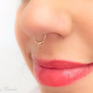 Fake Septum Ring Beaded Septum Ring Thin Gold Beaded Septum Ring Fake Fake Nose Ring Faux Septum ...