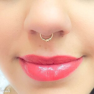 Fake Septum Ring Beaded Septum Ring Thin Gold Beaded Septum Ring Fake Fake Nose Ring Faux Septum ...