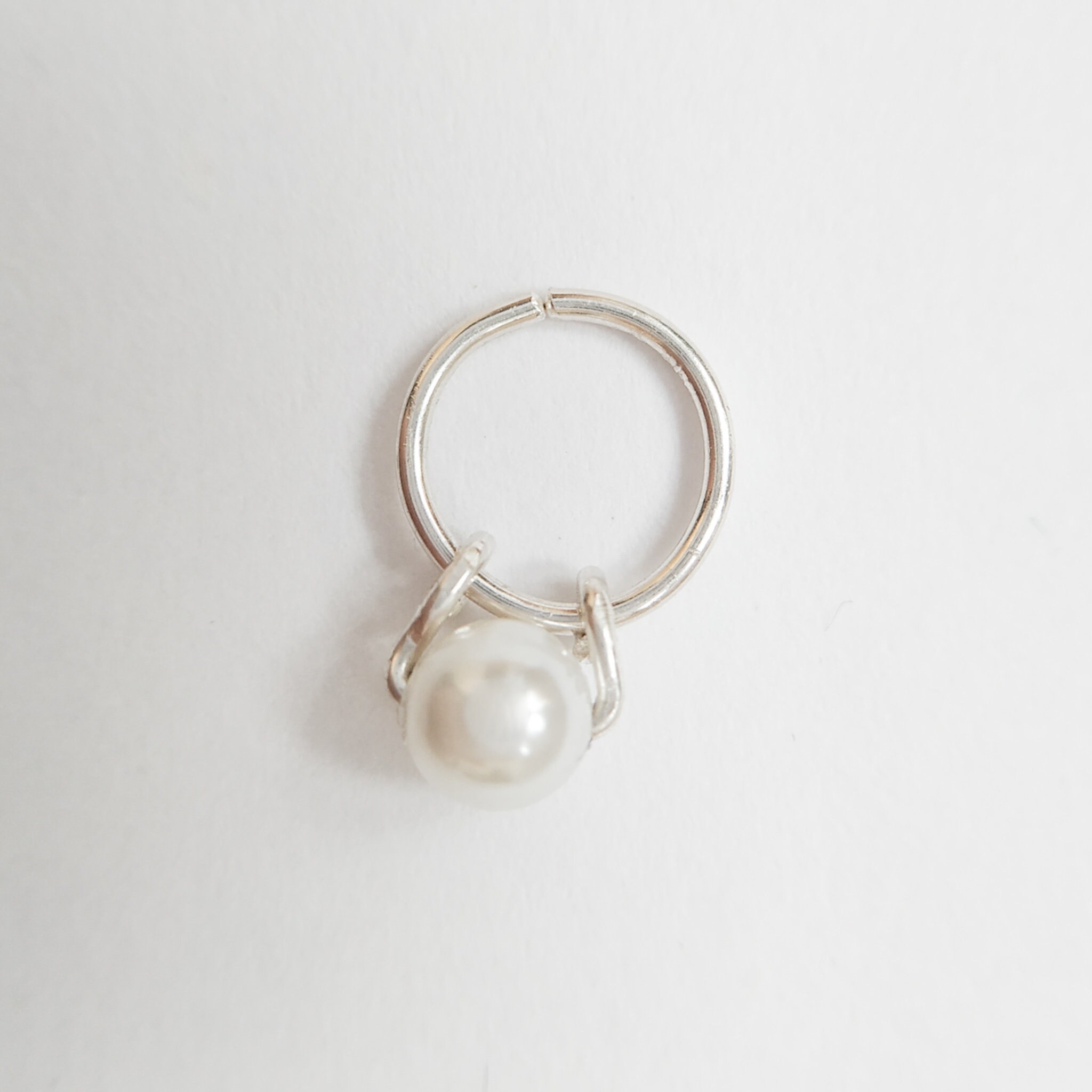 Pearl Helix Earring - Pearl Cartilage Piercing - Pearl Hoop Piercing ...