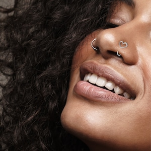 Heart Nose Ring - Nose Hoop - Tiny Hoop Earring- Huggie Hoop - Nose ...