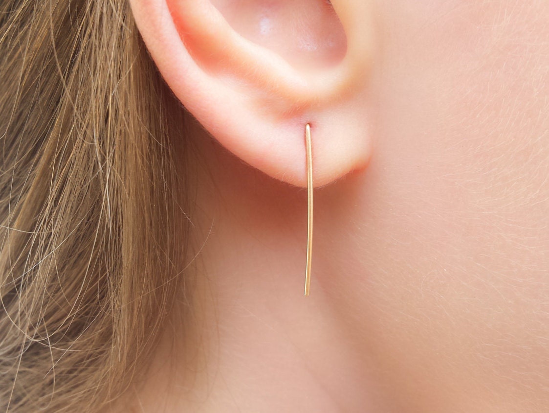 Gold Bar Earrings, Bar Earrings, Line Earrings, Gold Studs, Ear Pin ...