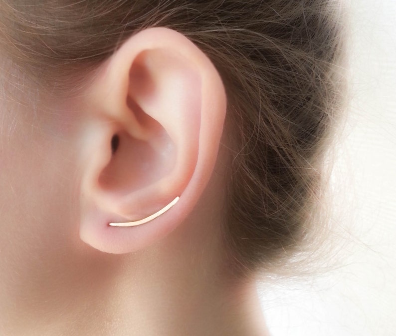 Earring Pins- Flat Earrings- Dainty Earrings- Curved Bar Earrings ...