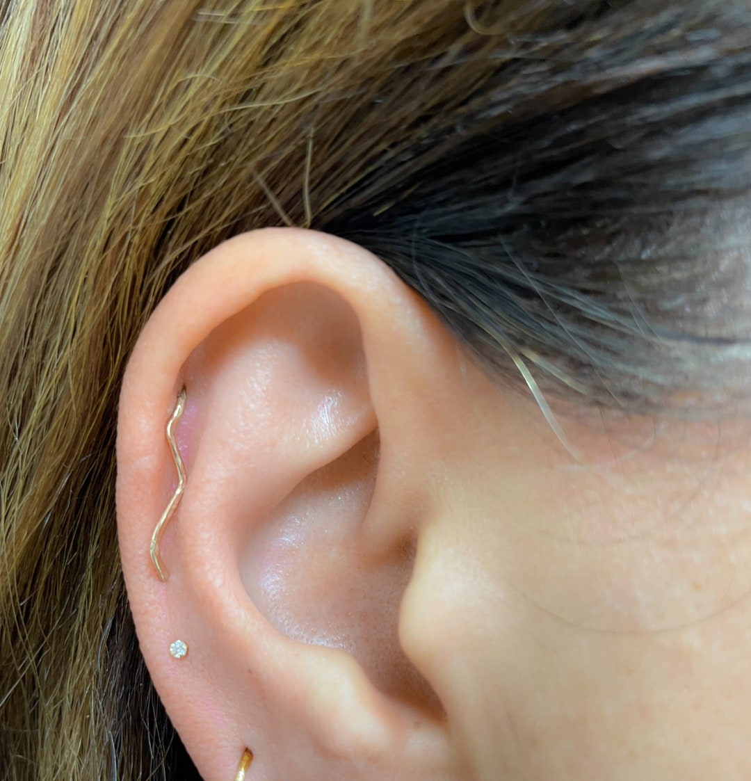 Long Helix - Thread Helix - Wave Cartilage Earring - Helix Earring-wavy ...