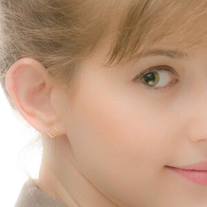 Square Earrings, Ear Jacket, Square Ear Jacket, Ear Wrap, Geometric ...