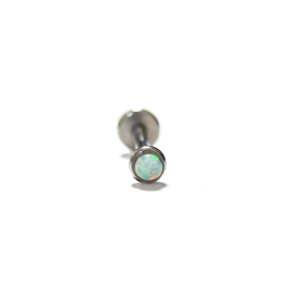 16G Push Pin Labret Disk Stud - Tiny Fire Opal Threadless Flat Back ...