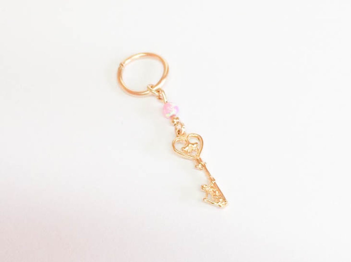 Key Charm Belly Ring-key to My Heart Piercing-long Belly | Etsy
