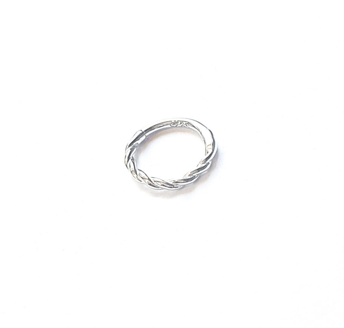 Silver Twisted Metal Seamless Clicker Hoop Ring Classic Rope - Etsy