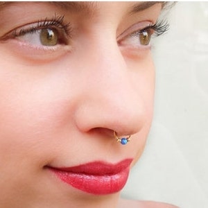 Blue Opal Septum Ring Gold - Septum - Septum Ring - Gold Septum-blue ...
