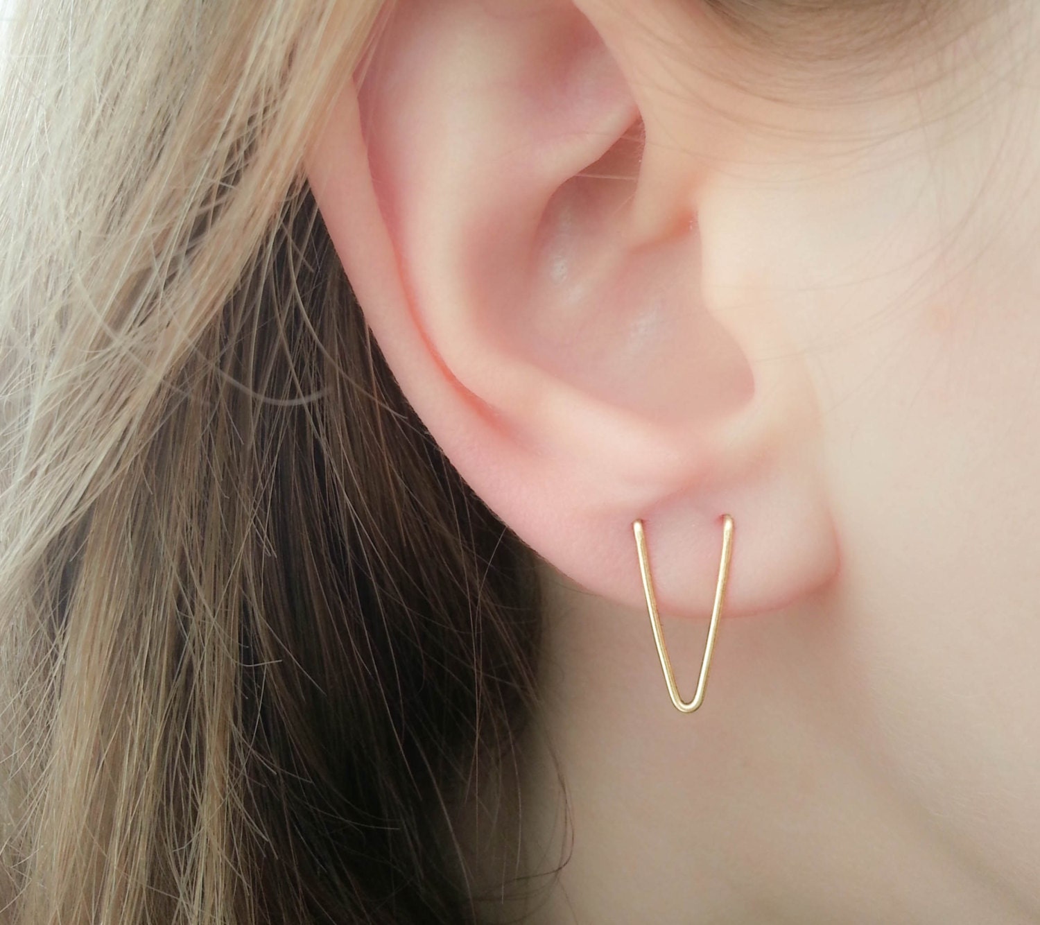 Double Piercing Earring-v Earrings-double Piercing Earring - Etsy