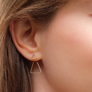Triangle Ear Jacket, Triangle Earrings, Ear Jacket, Geometric Studs ...