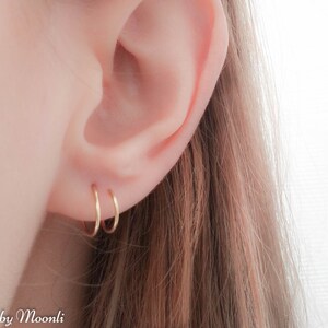 Double Earring Fake Piercing - Tiny Hoop Earring - Ear Cuff Fake ...