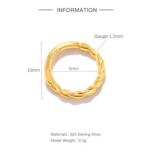 Twisted Metal Clicker Septum Hoop Ring, Classic Rope Septum Hoop Piercing Ring, Septum Ring ...