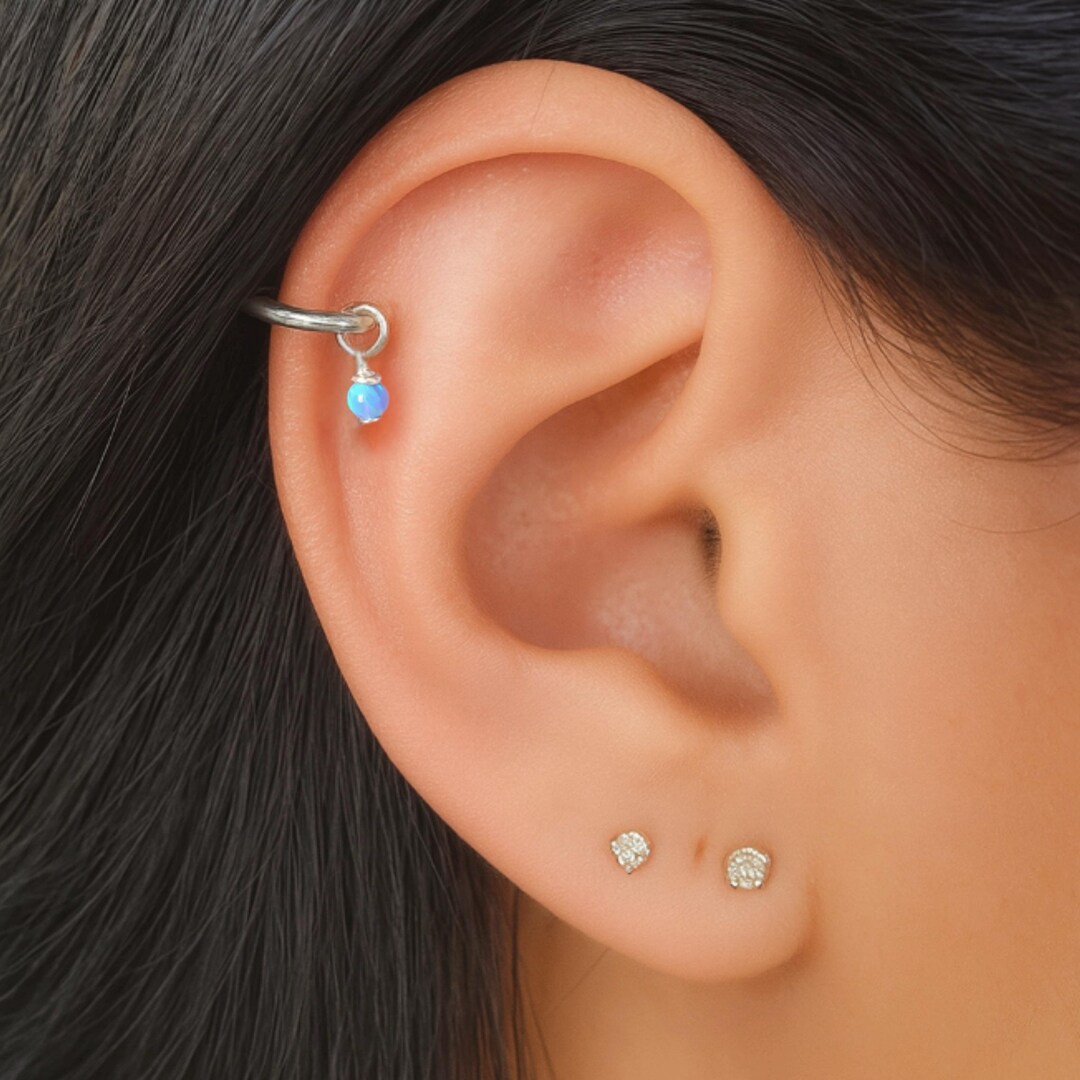 Clip on Earring Dangle Opal - Helix Ring Clip on No Piercing - Small ...