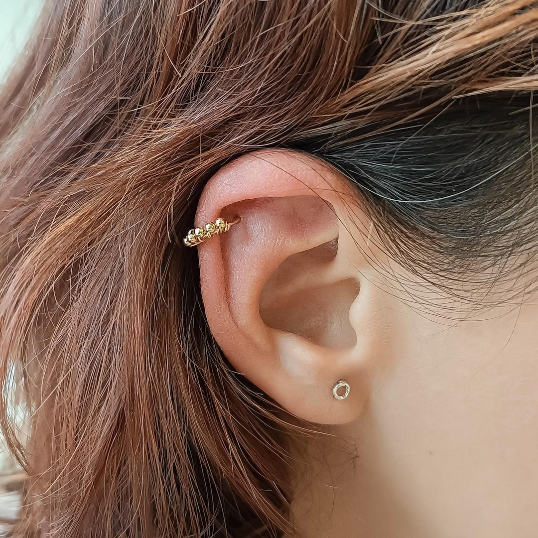 Helix Cartilage Earring Piercing - Long Curved Triangle Helix Ring ...