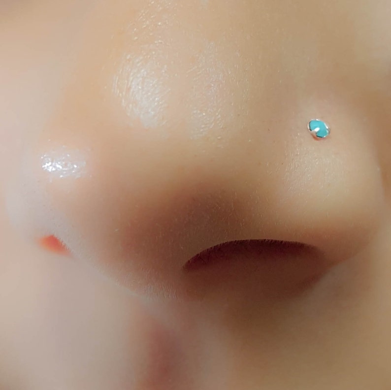 Tiny Nose Stud, Nose Piercing, Turquoise Stone Nose Stud, Blue ...