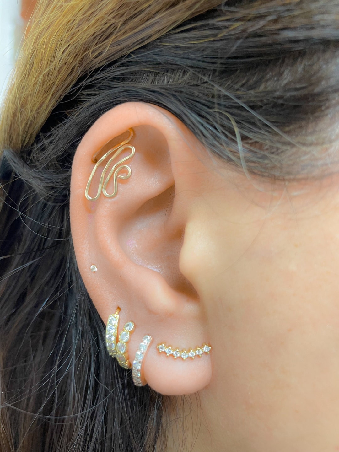 Hidden Helix-hidden Curved Spiral Helix -spiral Helix Earring-wave ...