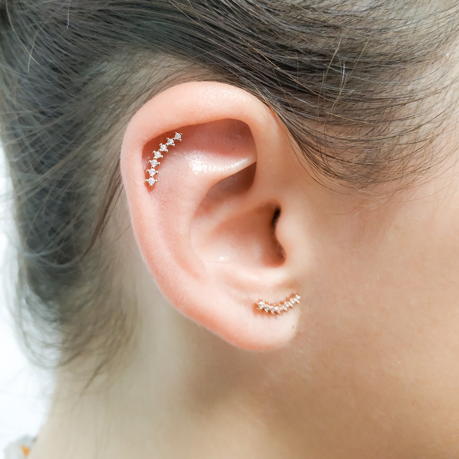 Helix Earring Cartilage Earring CZ Curved Helix Pave Helix - Etsy