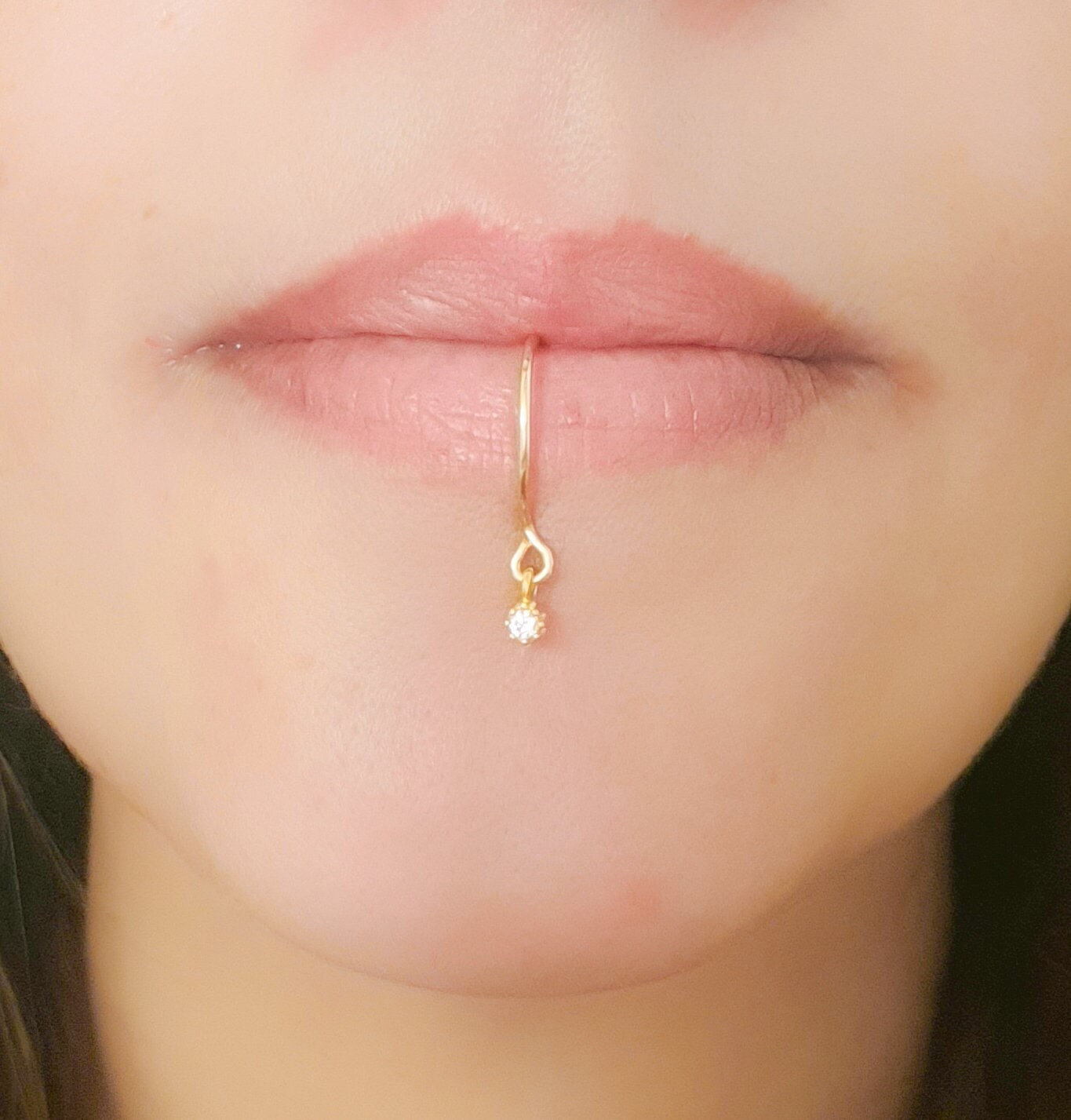 Faux Lip Ring, Fake Lip Ring, No Piercing Lip Cuff, Diamond Lip Ring ...