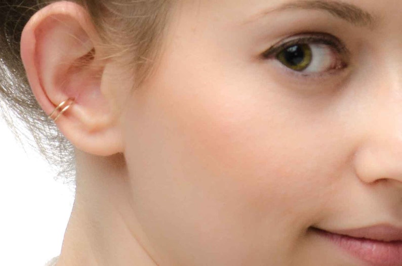 Fake Ear Cuff Gold Cartilage Earring Faux Ear Cuff Double | Etsy