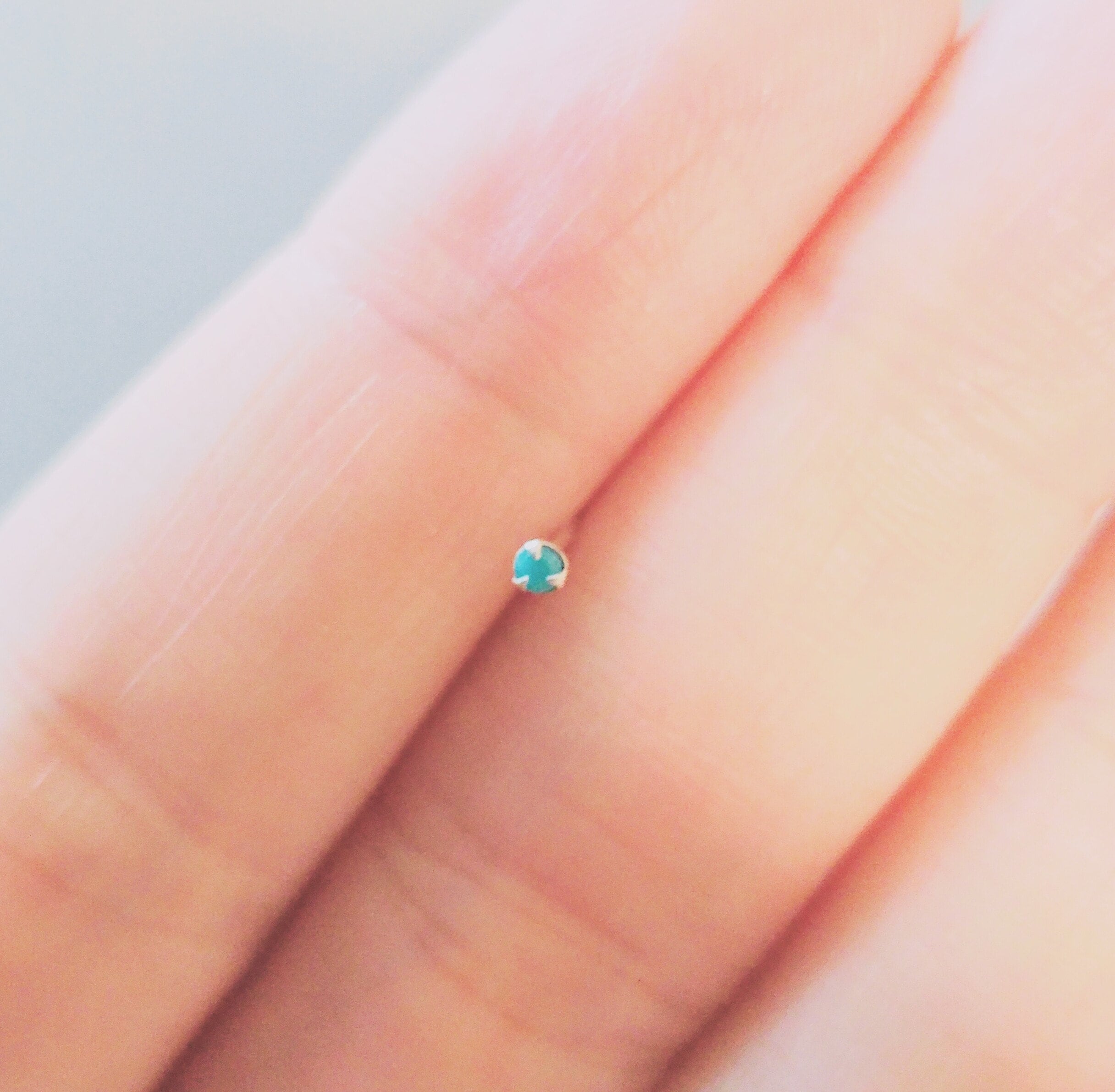 Tiny Nose Stud, Nose Piercing, Turquoise Stone Nose Stud, Blue ...