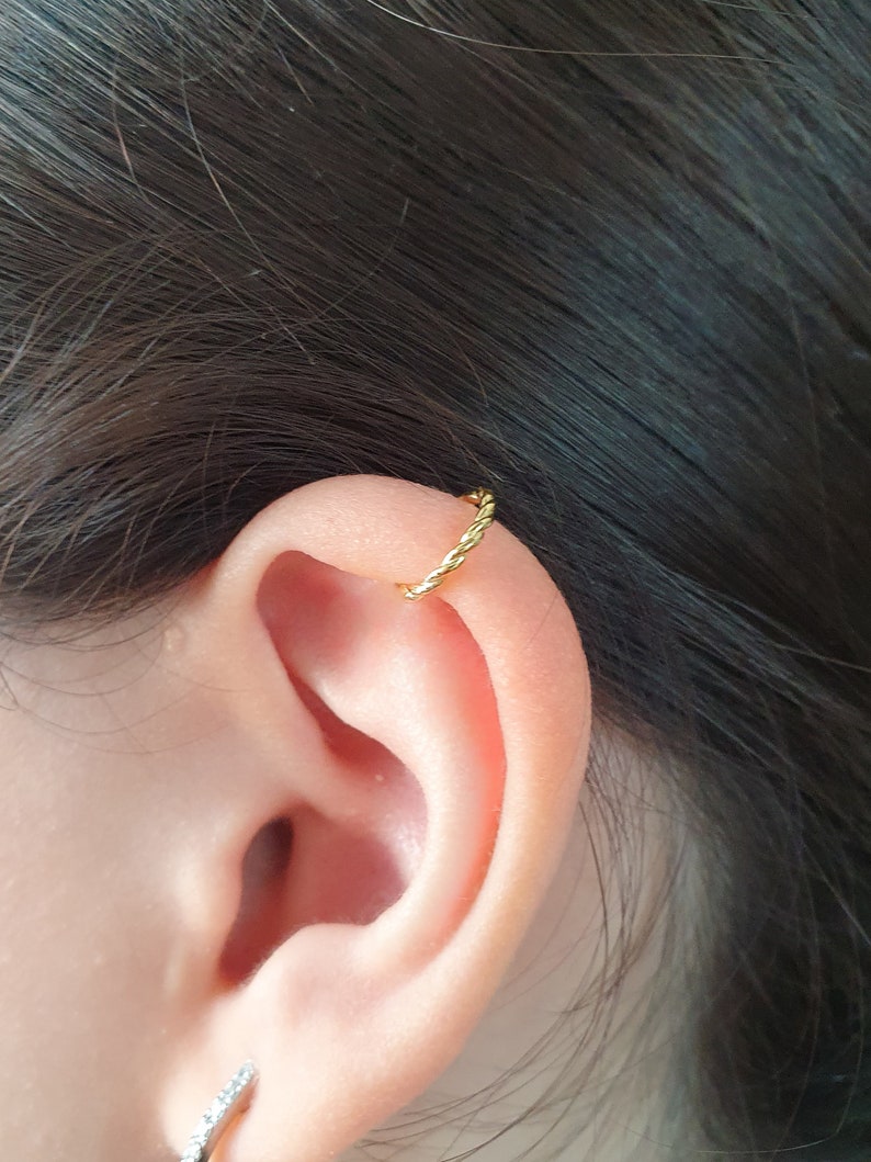 Golden Twisted Metal Seamless Clicker Hoop Ring Classic Rope - Etsy