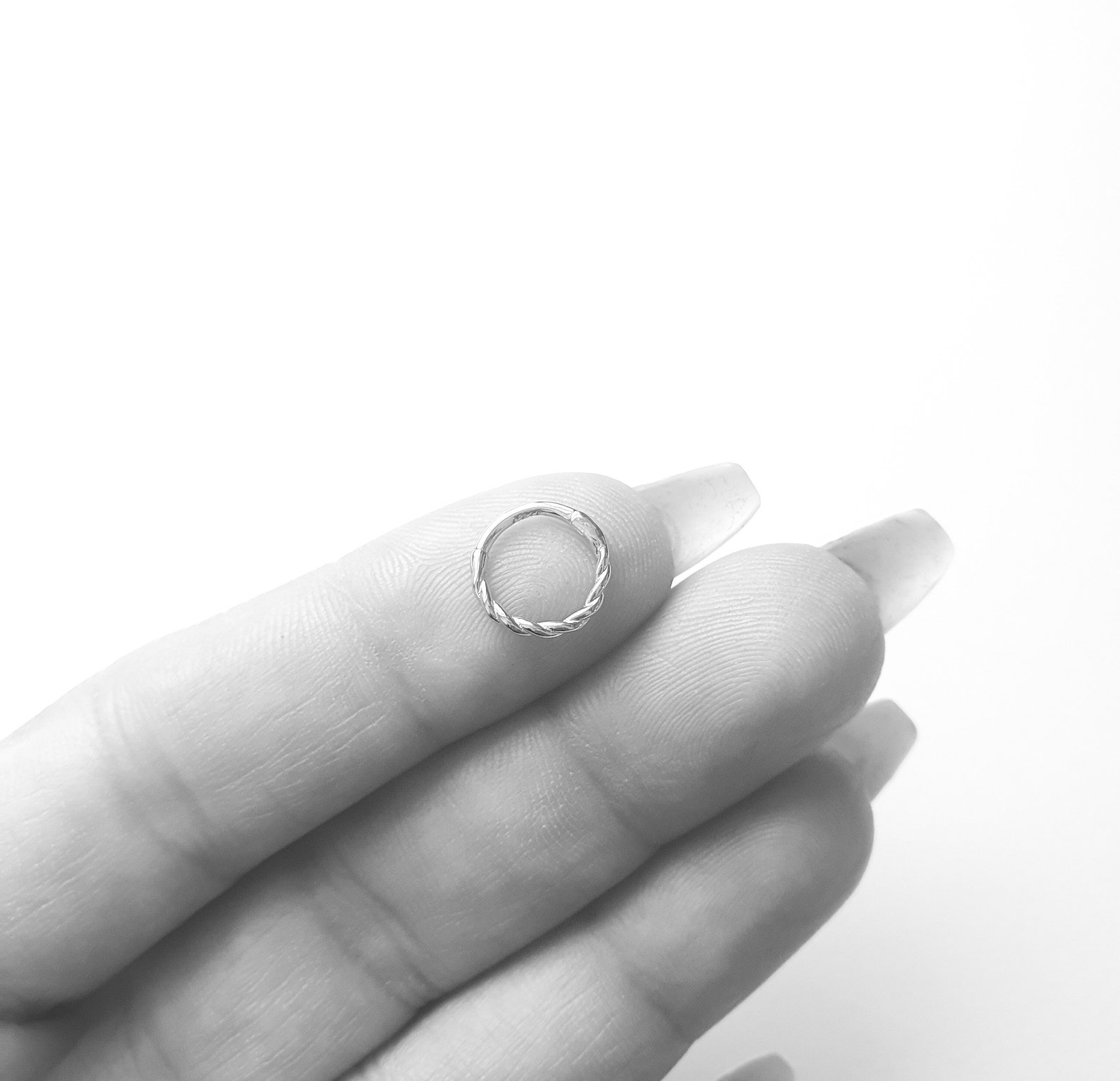 Silver Twisted Metal Seamless Clicker Hoop Ring Classic Rope - Etsy
