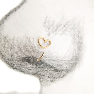 Heart Nose Ring - Nose Hoop - Tiny Hoop Earring- Huggie Hoop - Nose ...