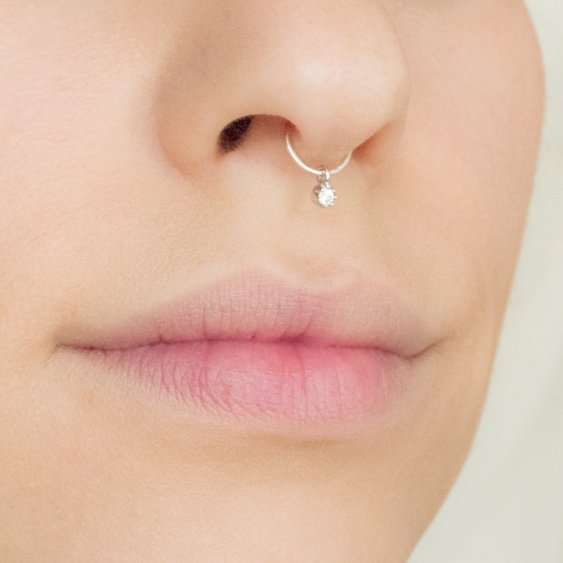 Septum Ring - Septum Hoop Diamond - Septum CZ Cartilage - Tiny Septum ...