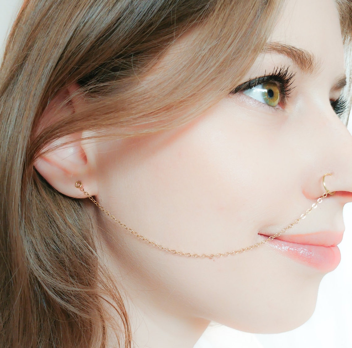 Nose Ring Chainnose Ring Hoop-ear Chain Nose Ring-nose Ring | Etsy