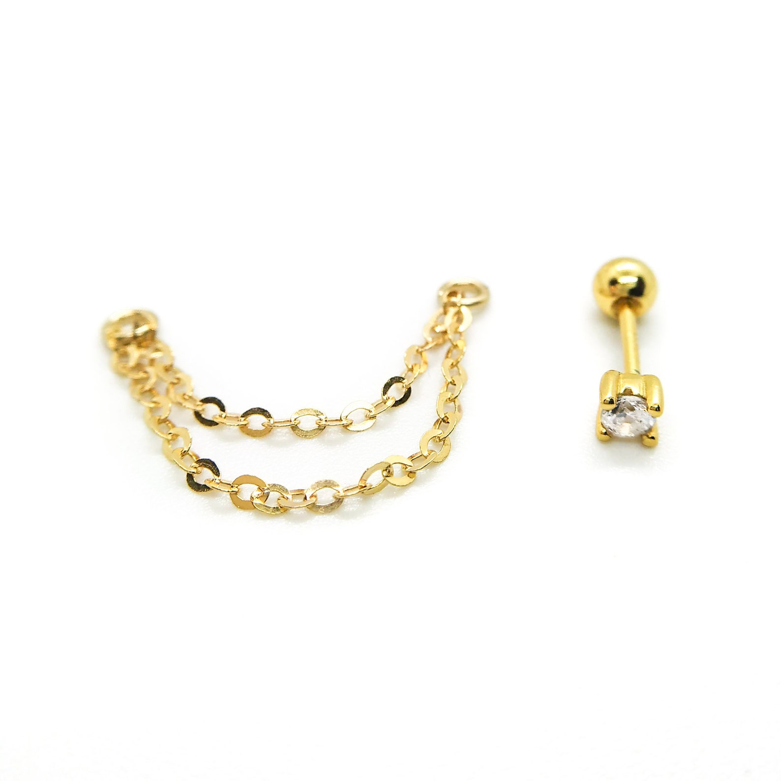 Earring Chain Helix Stud Earrings Chain Charm Gold Helix - Etsy