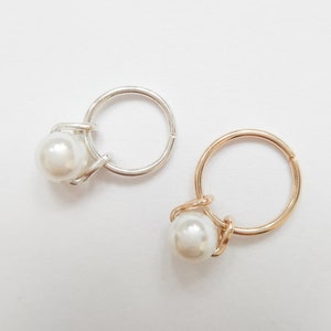 Gold Pearl Helix - Silver Pearl Helix - Pearl Piercing Hoop - Cartilage ...