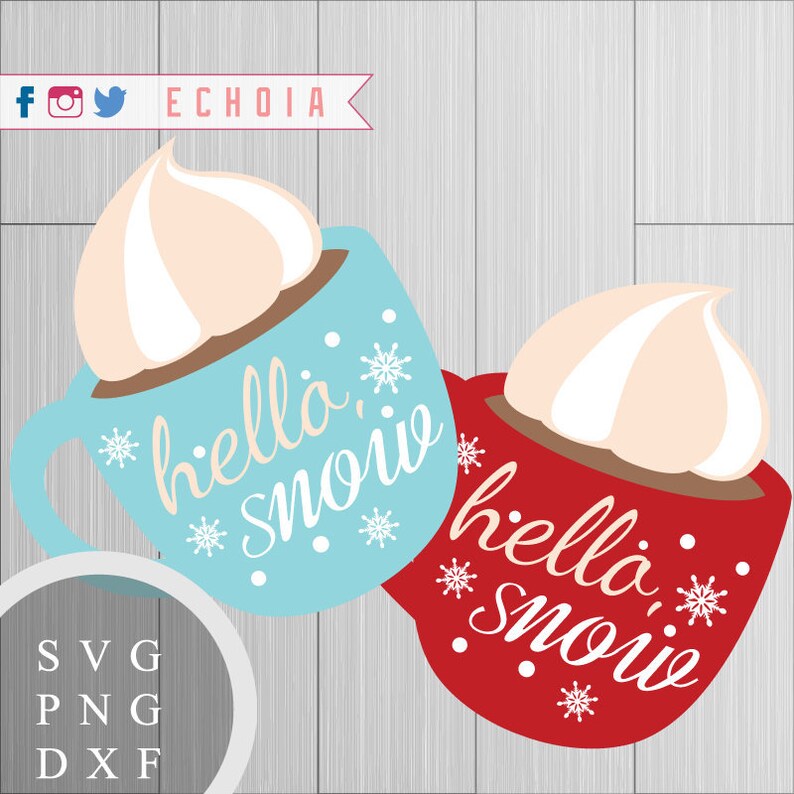 Hello Snow Cocoa Cup Design SVG PNG and DXF Files for - Etsy