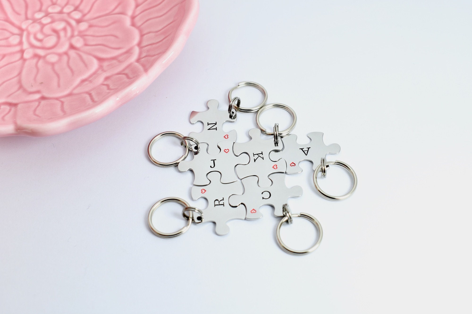 Personalised Mini Puzzle Piece Keyrings Couple Key Ring Set - Etsy UK
