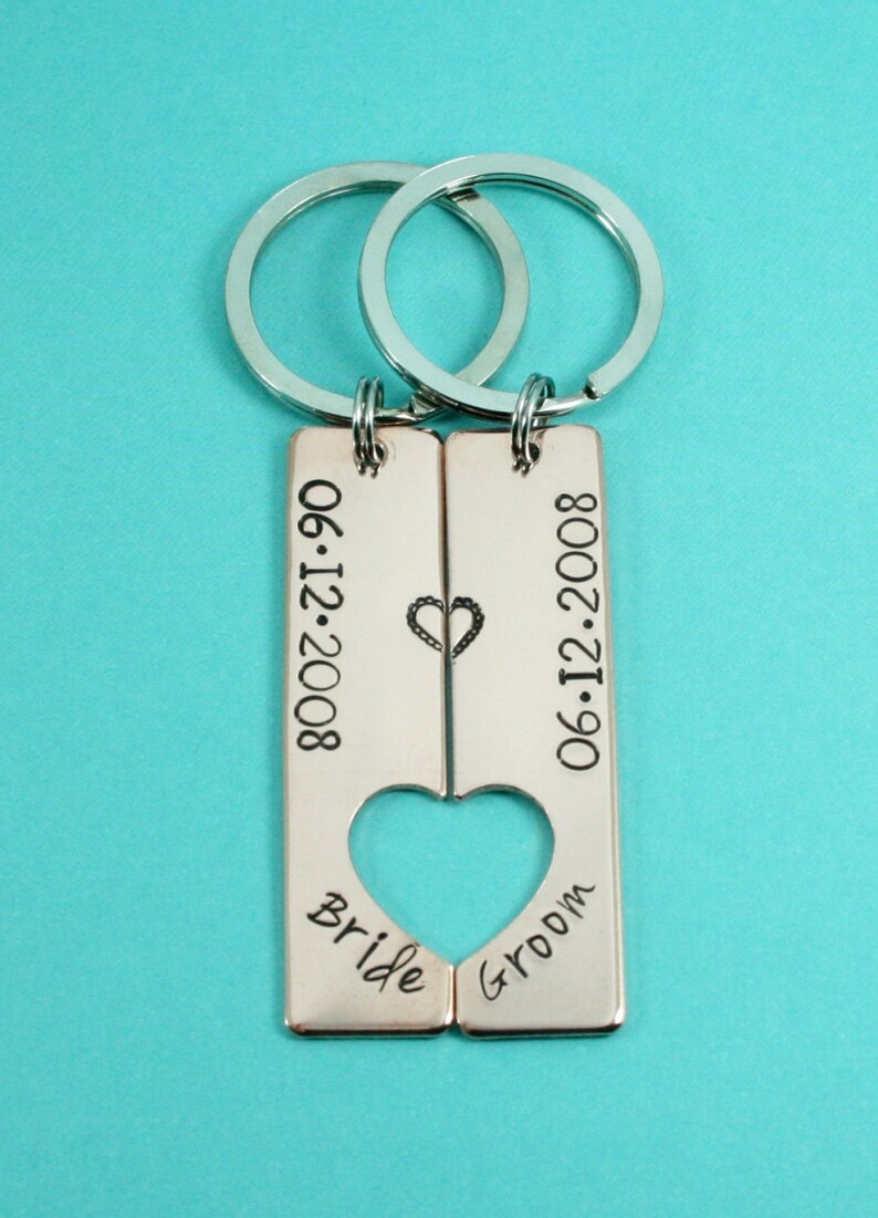 Wedding/Anniversary Gift Personalised Matching Key Ring | Etsy