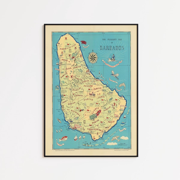 Barbados Map Frame - Etsy