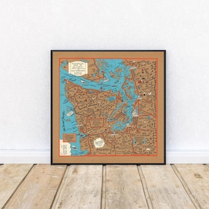 Map of Olympic Peninsula and Puget Sound Country| Vintage Map Poster ...