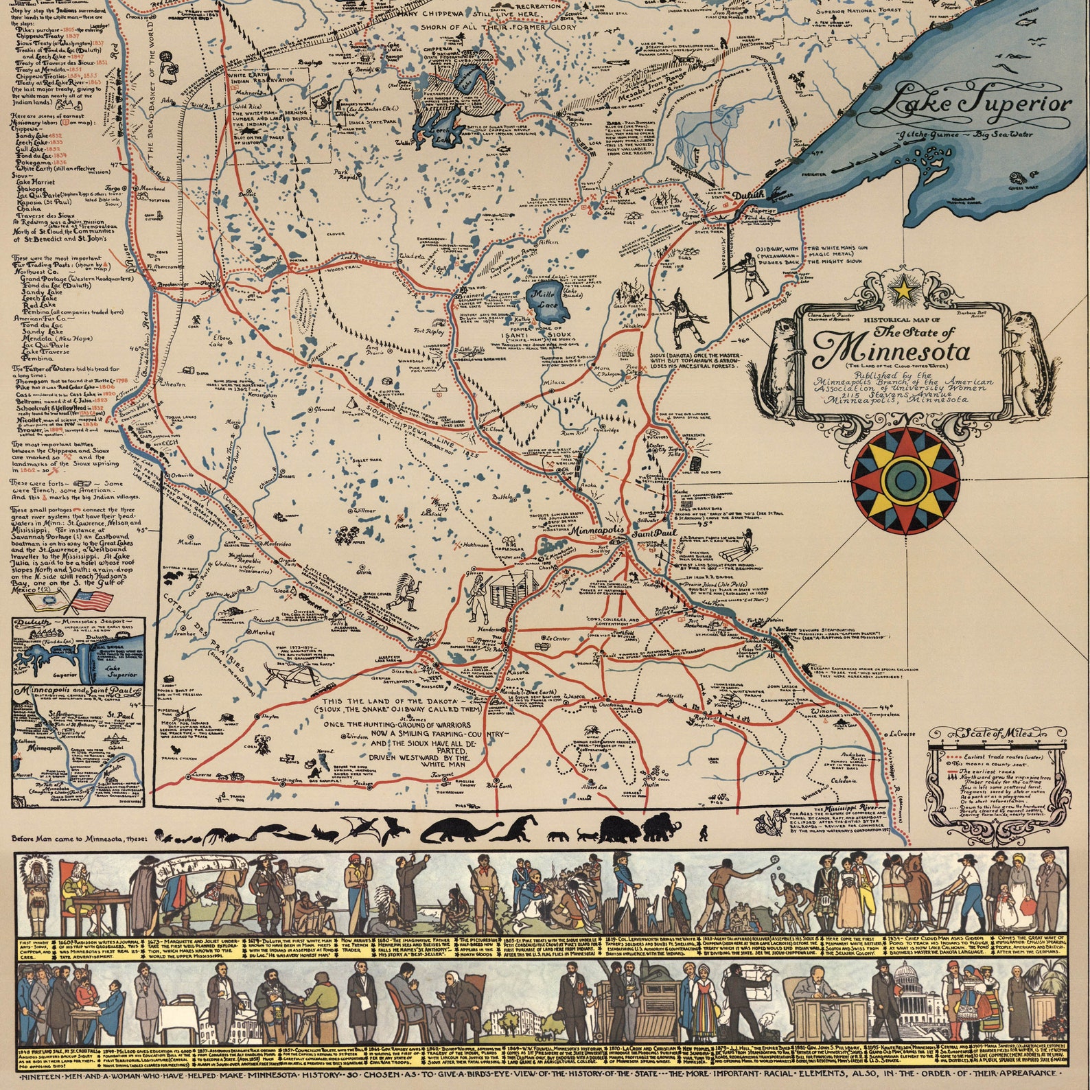 Historical Map of State of Minnesota Minnesota Map Wall | Etsy